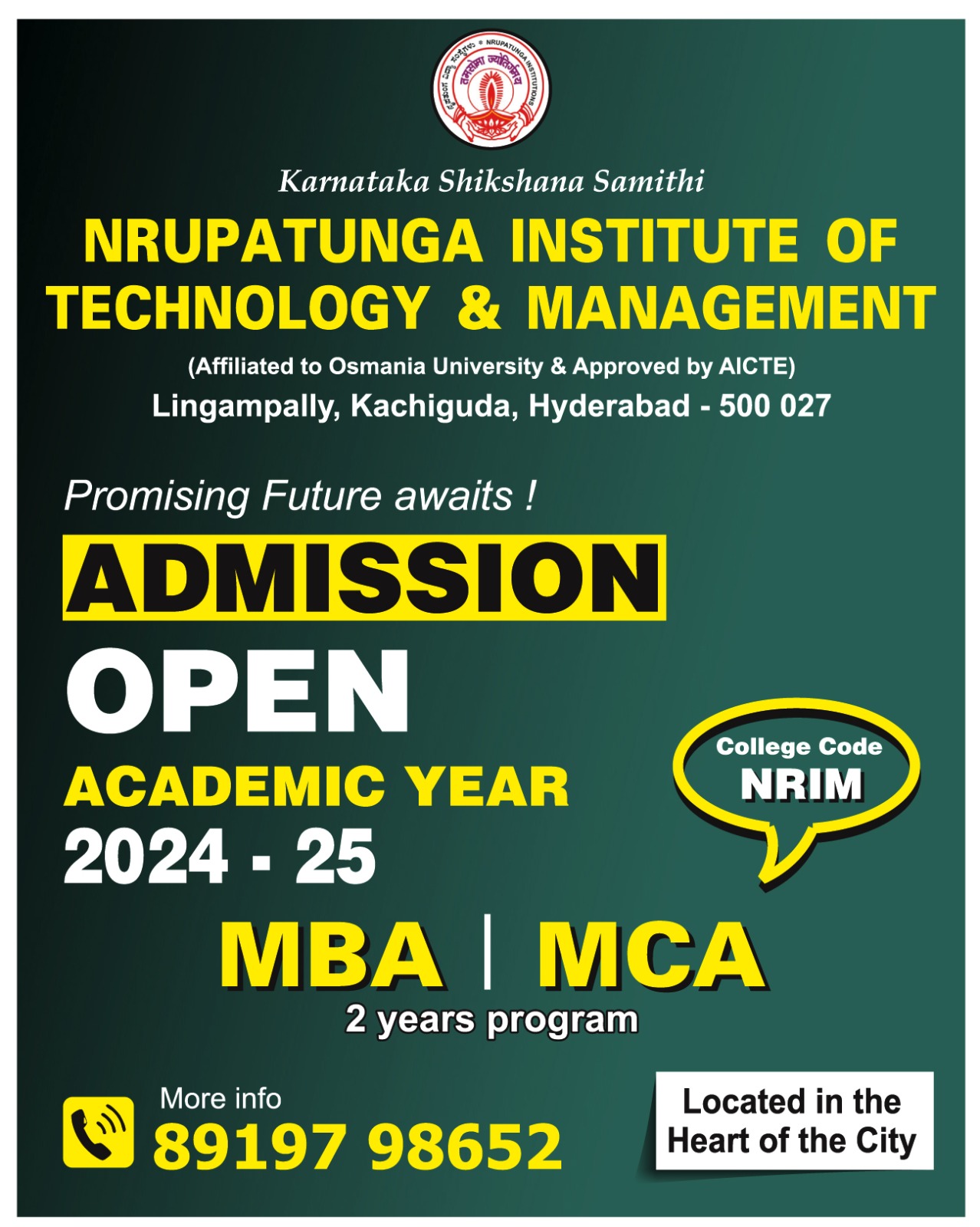 NRUPATUNGA INSTITUTE OF TECHNOLOGY & MANAGEMENT – Nrupatunga Institutions